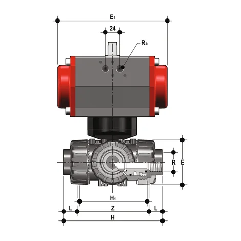 LKDNV/CP SA - PNEUMATICALLY ACTUATED DUAL BLOCK® 3-WAY BALL VALVE